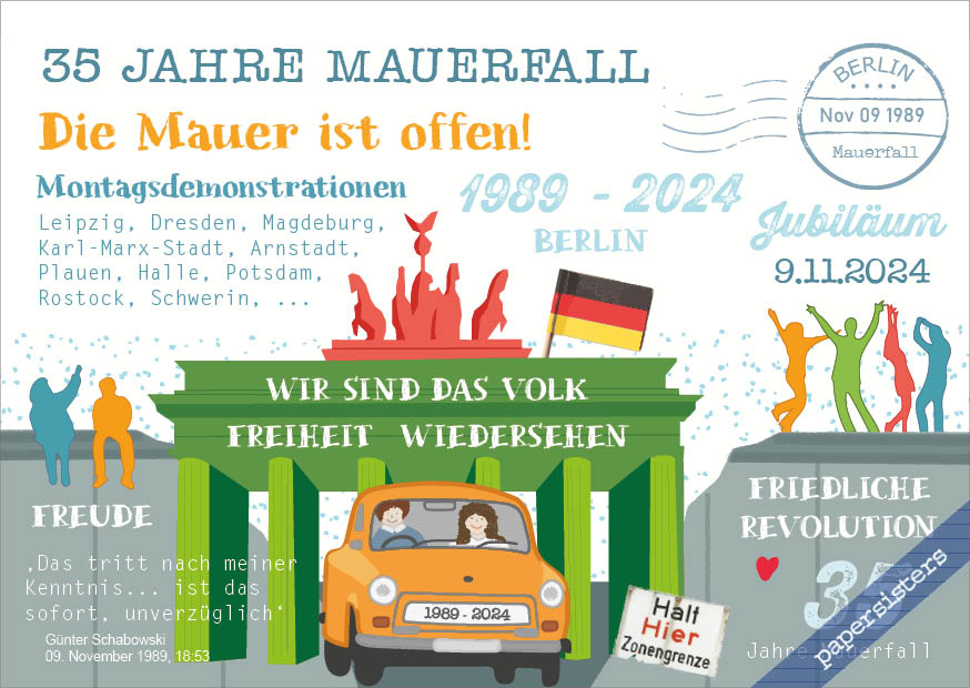 Postkarte 35 Jahre Mauerfall